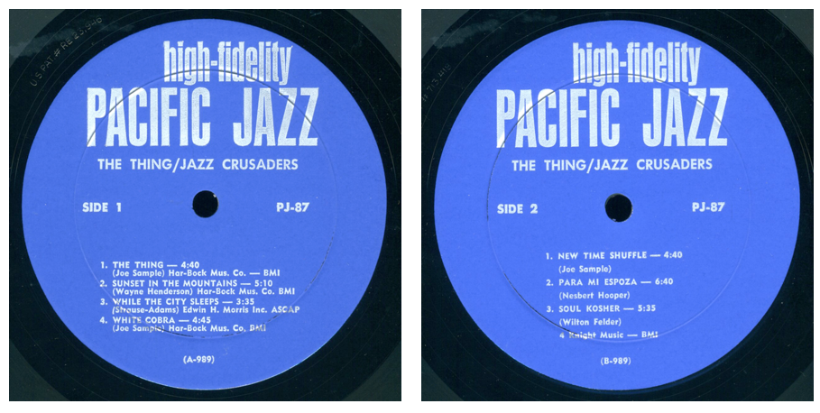 PACIFIC JAZZ / WORLD PACIFIC LABELOGRAPHY